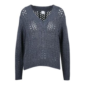 Eleventy Maglia Traforata a V - - Knitwear - Damen - Grau - S