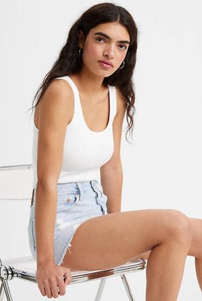 Levi's D&eacute;bardeur Essentiel En Maille C&ocirc;tel&eacute;e - Femme - Blanc / White + - XS