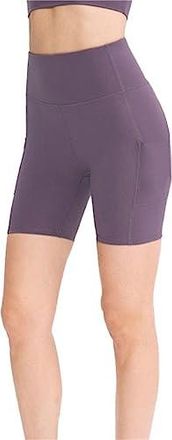 Generic Short élastique pour femme - Séchage rapide - Gym - Couleur unie - Double élastique - Pour fitness, entraînement, yoga, yoga - Avec poches, violet, L