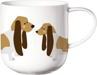 ASA Tasse/Henkelbecher, Basset Hound, coppa cats & dogs Kollektion, Porzellan, für 0,4 L