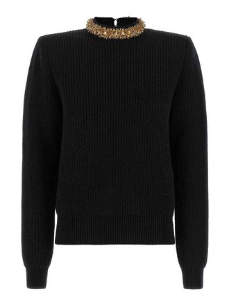 Balmain Rundhalspullover - Schwarz