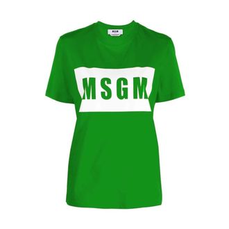 Msgm Gr&uuml;nes Baumwoll-T-Shirt f&uuml;r Frauen - - Tops - Damen - Gr&uuml;n - M