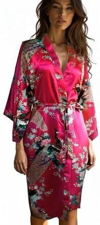 CCCollections Motif Paon et Fleurs, 16 Couleurs différentes, Lingerie, Nuisette, Robe de Chambre, Demoiselle dhonneur, Enterrement de Vie de Jeune Fille (Fuschia Ro