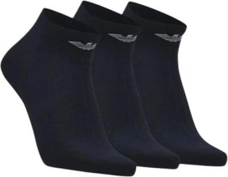 Emporio Armani unisex, Sous-v&ecirc;tements, Bleu, Taille: S/M Lot de trois paires de chaussettes de sport basses avec aigle