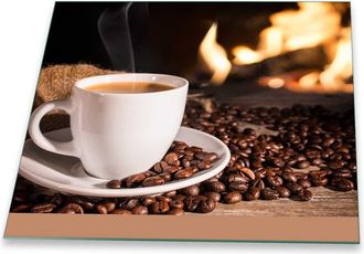 Decorwelt Herdabdeckplatte Abdeckung Ceranfeld Abdeckplatte Schneidebrett 1-Teilig 60x52 Kaffee Kaffeebohnen Gold Spritzschutz Glasplatte Ceranfeldabdeckung Sch