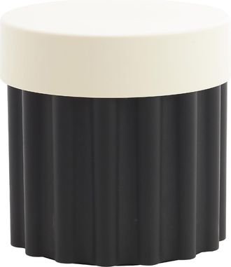 HowHomely Couchtisch 36x36x37 cm Design schwarz Creme Beistelltisch Leichter Seitentisch aus Kunststoff mit gl&auml;nzender Oberfl&auml;che Nachttisch dekoratives Element