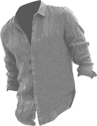 Generic Chemise d&eacute;contract&eacute;e &agrave; manches longues pour homme, chemise &agrave; col boutonn&eacute; pour homme, chemise minimaliste &agrave; coupe r&eacute;guli&egrave;re, chemise l&eacute;g&egrave;re et respira