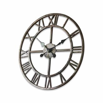 Loberon Uhr Vigo, Industrial-Style, ohne R&uuml;ckwand, modernes Quarzuhrwerk, Wanddekoration, Wohn-Accessoire, Eisen, Kunststoff, antikschwarz