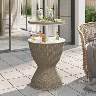 vidaXL 3-in-1 Tisch mit Eisk&uuml;hler Hellbraun Polypropylen vidaXL