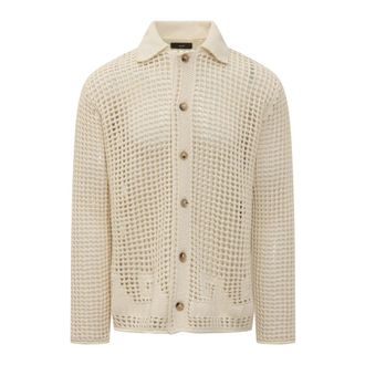 Alanui Homme, Pulls, Beige, Taille: S Open Knit Cardigan Shirt