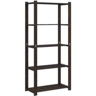 vidaXL Lagerregal mit 5 B&ouml;den Schwarz 80x38x170 cm Massivholz Kiefer vidaXL