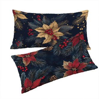 Generic Kissenbezug 40x80cm Rotwein Kopfkissenbezug Blumen Kissenbez&uuml;ge Samt Dekokissen Kissenbez&uuml;ge Cushion Cover Beidseitig Bedruckt Unsichtbarer Rei&szlig;versch