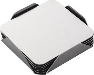 UPKOCH Edelstahl Untersetzer Set 6-Teilig Mit Halter, rutschfest Und HitzebestäNdig, 8.5x8.5cm, Ideal FüR Tassen Und GläSer