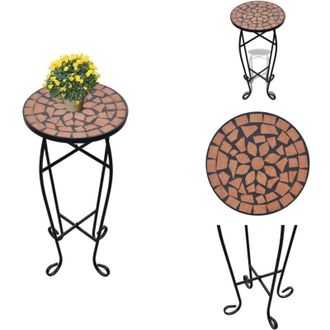 vidaXL Beistelltisch Mosaik Terracotta - Blumentopf - Gartentisch - Terrassentisch - Beistelltisch - Mosaiktisch