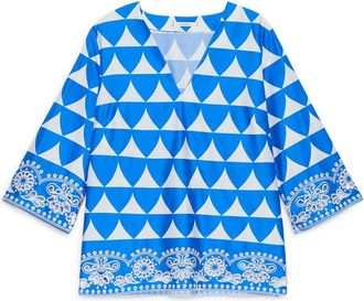 Maliparmi Maliparmi, Femme, Blouses et Chemises, Bleu, Taille: 38 FR Optical Broderie Shirt