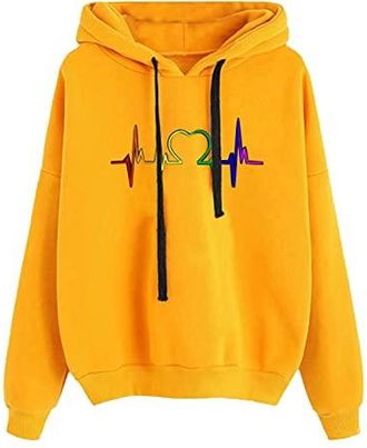 Generic Sweatshirts chauds pour femmes Royaume-Uni jaune col rond sweatshirt femme polaire thermique sweatshirts manteau doublé avec poches sweat à capuche zi
