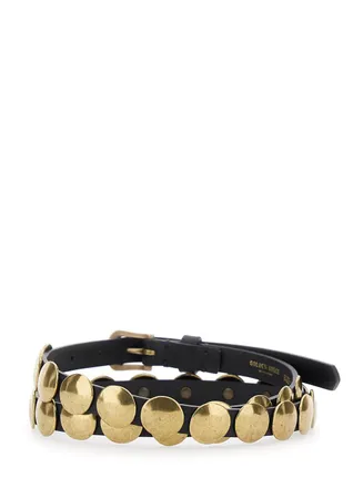 Golden Goose Womens Trinidad Black Leather Belt With Studs Cow