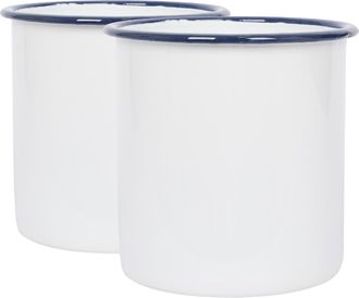 Argon Tableware 2X Blau 15.5cm Weiß Emaille-Utensilienhalter - Küche Besteck Utensilien Löffel Lagerung Veranstalter Topf Gestell Caddie Stand