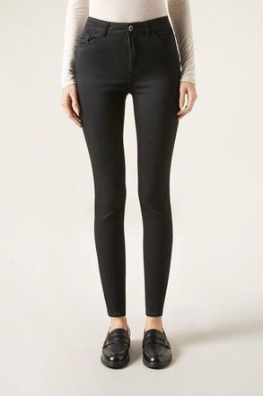 Calzedonia Skinny Push-up-jeans Aus Soft-touch-gewebe Mit Hohem Bund Schwarz