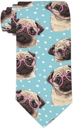 Generic Adorable Chiot Carlin Cravates Élégante Cravatte Doux Cravates Hommes Pour Célébrations Entreprise Accessoires