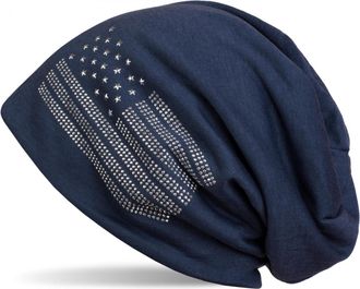 styleBREAKER M&uuml;tze Beanie mit USA Flagge aus Strass