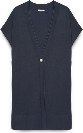 Fiorella Rubino Femme, Pulls, Bleu, Taille: 36/38 FR Long Vest in Viscose Blend