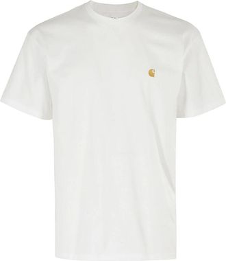 Carhartt Work in Progress Homme, Tops, Blanc, Taille: L T-shirt Chase Blanc Coton Jersey