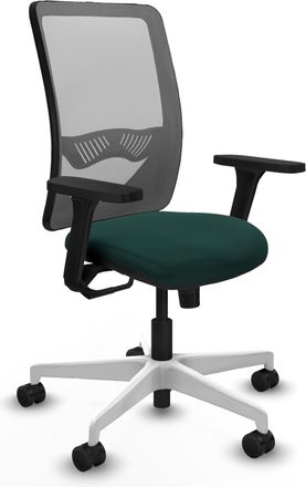 Piqueras y Crespo B&uuml;rostuhl mit Lendenwirbelst&uuml;tze Zulema mit 3D-Armlehnen, ausgestattet mit 3-fach verstellbarem Schaumstoff und Rollen, 65 mm Nylon, Grau/Flaschengr&uuml;n