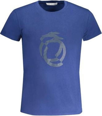 Trussardi Blau Baumwolle Bedruckt Logo T-Shirt - - Tops - Herren - Blau - S