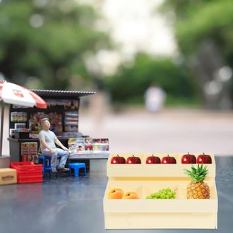 Valiclud 2 Mini Obst Und Gemüseregal Miniatur Gemüse Und Obstregal Mini Obstpräsentationsregal Produktaufbewahrungsregal Miniaturmöbel Dekoration Beige