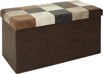 Altobuy Banc Coffre Pliable Motif Patchwork Aspect Vieux Cuir