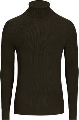 Strellson gerippter Pullover aus Wollmischung in Khaki