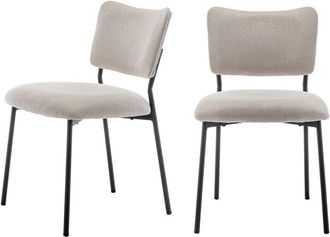 DRAWER Lot de 2 chaises en tissu et métal - Beige - Vander