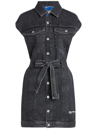 Karl Lagerfeld robe en jean &agrave; taille ceintur&eacute;e - Gris
