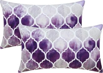 CaliTime Kissenbezüge Kissenhülle 2 Stück Cozy Bolster Kissenbezüge für Couch Bett Sofa manuell handbemalt bunt geometrisch Spalier Kettendruck 30cm x 50cm Hau