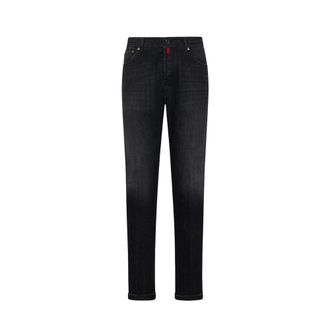 Kiton Gewaschene Stretch-Denim-Jeans im Five-Pocket-Stil - - Jeans - Herren - Schwarzk - W34