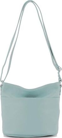 modamoda.de T198 Petit sac &agrave; bandouli&egrave;re en cuir pour femme fabriqu&eacute; &agrave; la main en Italie, Bleu glacier, s
