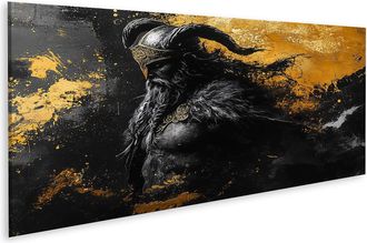 Islandburner Bild auf Leinwand Goldener Wikinger im Kampfgeist Bilder Wandbilder Poster