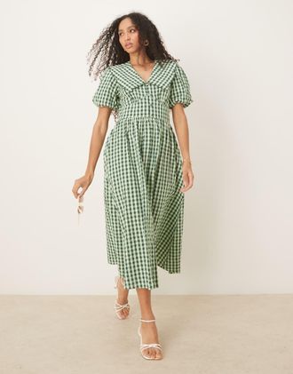 Nobody's Child Birdie - Robe mi-longue - Vert vichy