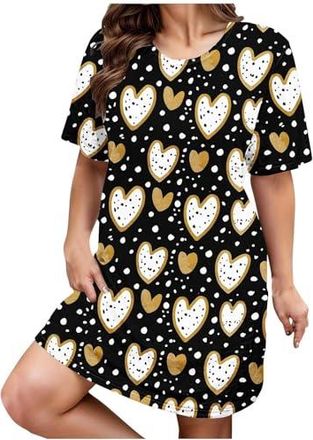 Generic V&ecirc;tements De Nuit Femme Manche Courte Lingerie Mini Fond De Robe El&eacute;gant L&eacute;gers Tee Shirt Nuit Sexy Respirants Sleepwear Imprim&eacute;e Confortable Babydoll