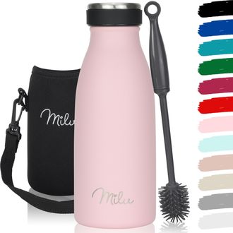 Milu Edelstahl Trinkflasche 350ml, 500ml, 750ml, 1L, 1,5L - Thermosflasche für Kinder Erwachsene auslaufsicher Isolierflasche Kohlensäure geeignet- inkl. R