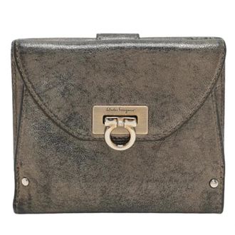 Ferragamo Portefeuille fran&ccedil;ais Classic Mediterraneo Pre-owned - Femme - Pre-owned - Gris - Taille: ONE Size