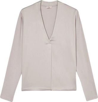 Oltre Femme, Blouses et Chemises, Beige, Taille: 46 FR T-shirt bicolore col en V