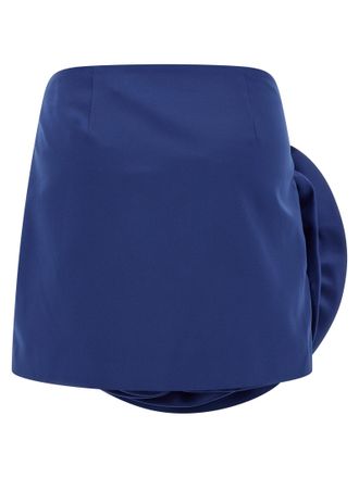 Rotate Maxi Flower-Appliqu&eacute; Satin Skirt - Navy
