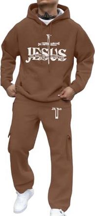 Generic Surv&ecirc;tement pour homme avec imprim&eacute; lettres, sweat &agrave; capuche, jambes droites, pantalon de surv&ecirc;tement ample avec poche droite, ensemble de surv&ecirc;tement