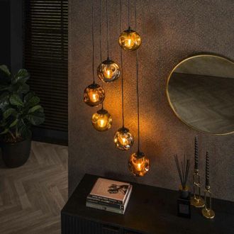 Pier Import Pier Import - Suspension en verre d&eacute;form&eacute; 6 abat-jour niagara