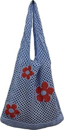 Generic Sac fourre tout en maille au crochet pour femme - Sac bandouli&egrave;re d t en tricot grande capacit pour le shopping les voyages les vacances quotidiennes 