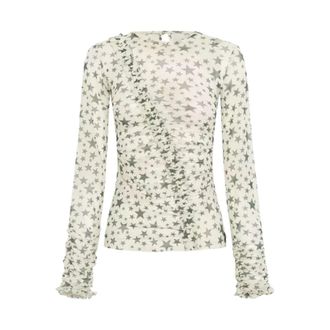 One Teaspoon Sternenparty Mesh R&uuml;schen Top - - Blouses & Shirts - Damen - Mehrfarbig - XS