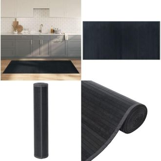 vidaXL Teppich Rechteckig Grau 100x200 cm Bambus - Bambus Teppich - Grauer Teppich - Wohnraumteppich - Flurmatte - Rutschfeste Matte - Home & Living