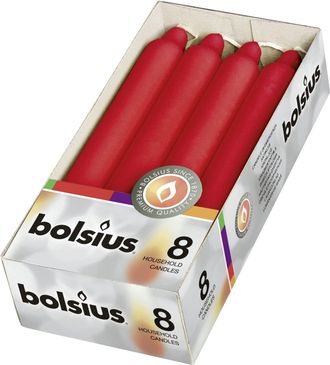 Bolsius Stabkerzen - Rot- 18 cm - Im 8er-Karton Red